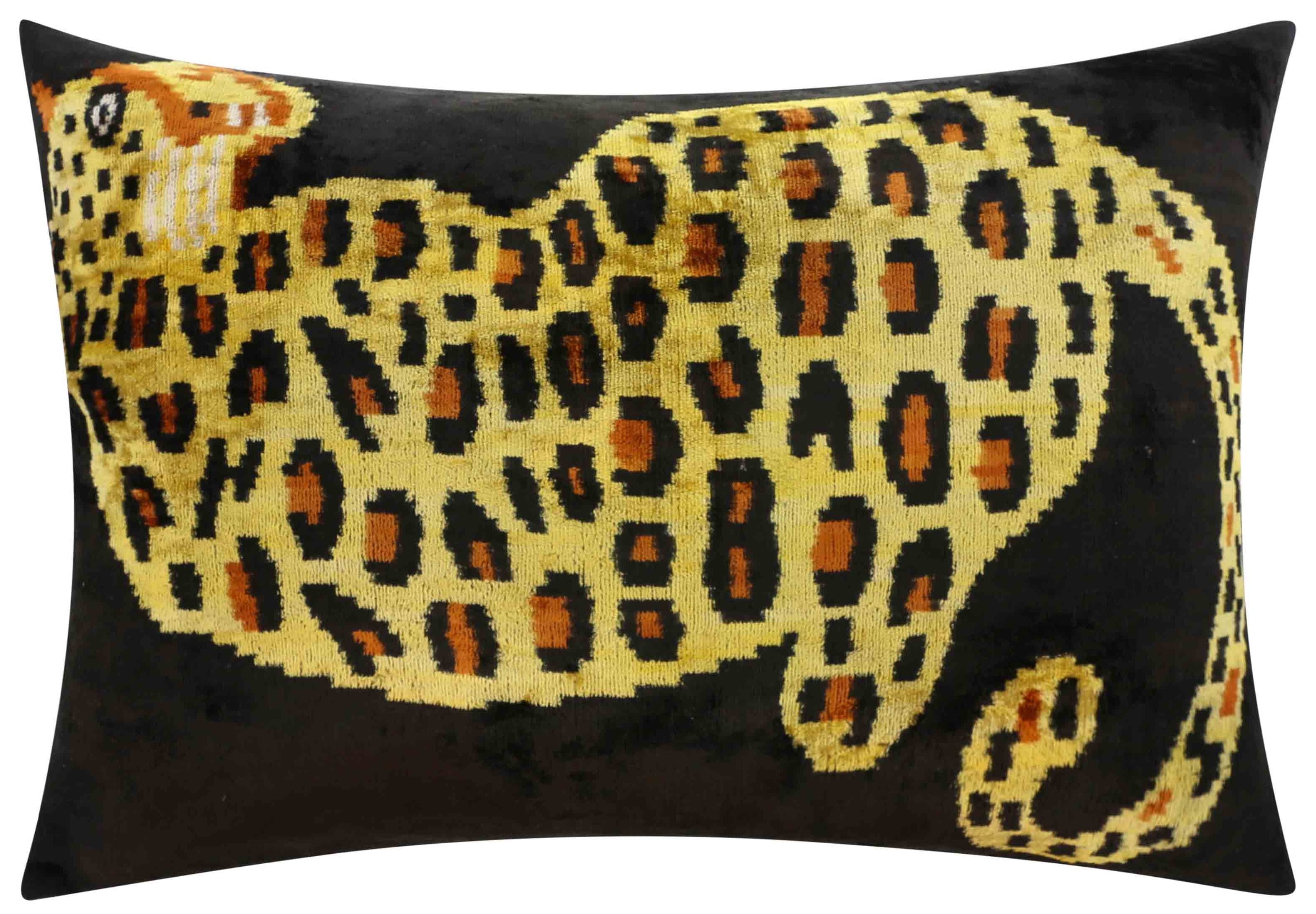 Handmade Silk Velvet Leopard Print Throw Pillow - 16x24, Bold Exotic D ...