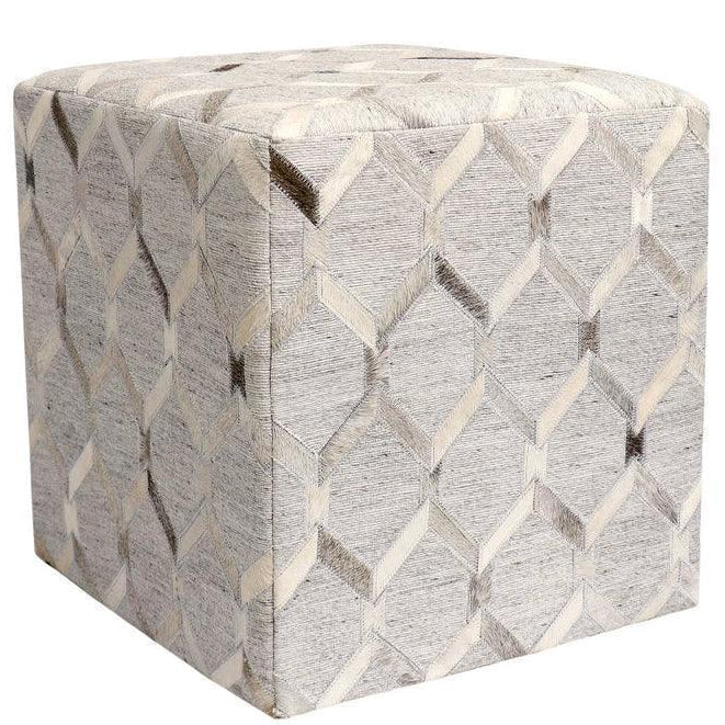 Canvello Galaxy Cowhide & Sari Silk Pouf Ottoman - Canvello